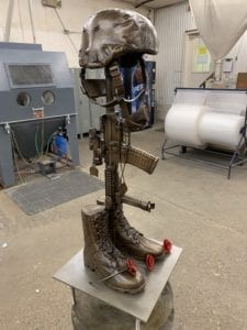 Modern Day Battlefield Cross Statue | Bronze Life-Sized Memorial